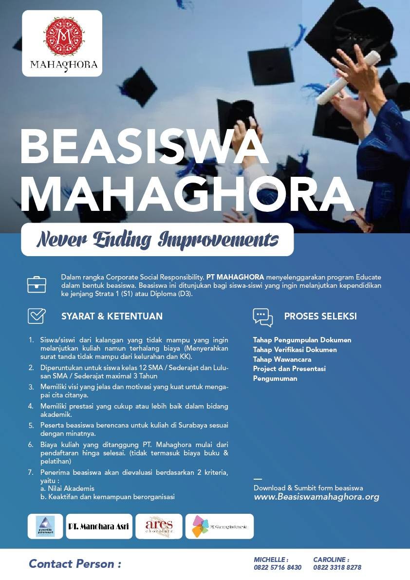 [Beasiswa] Beasiswa S1 dari PT. Mahaghora – CENDEKIA MENDUNIA
